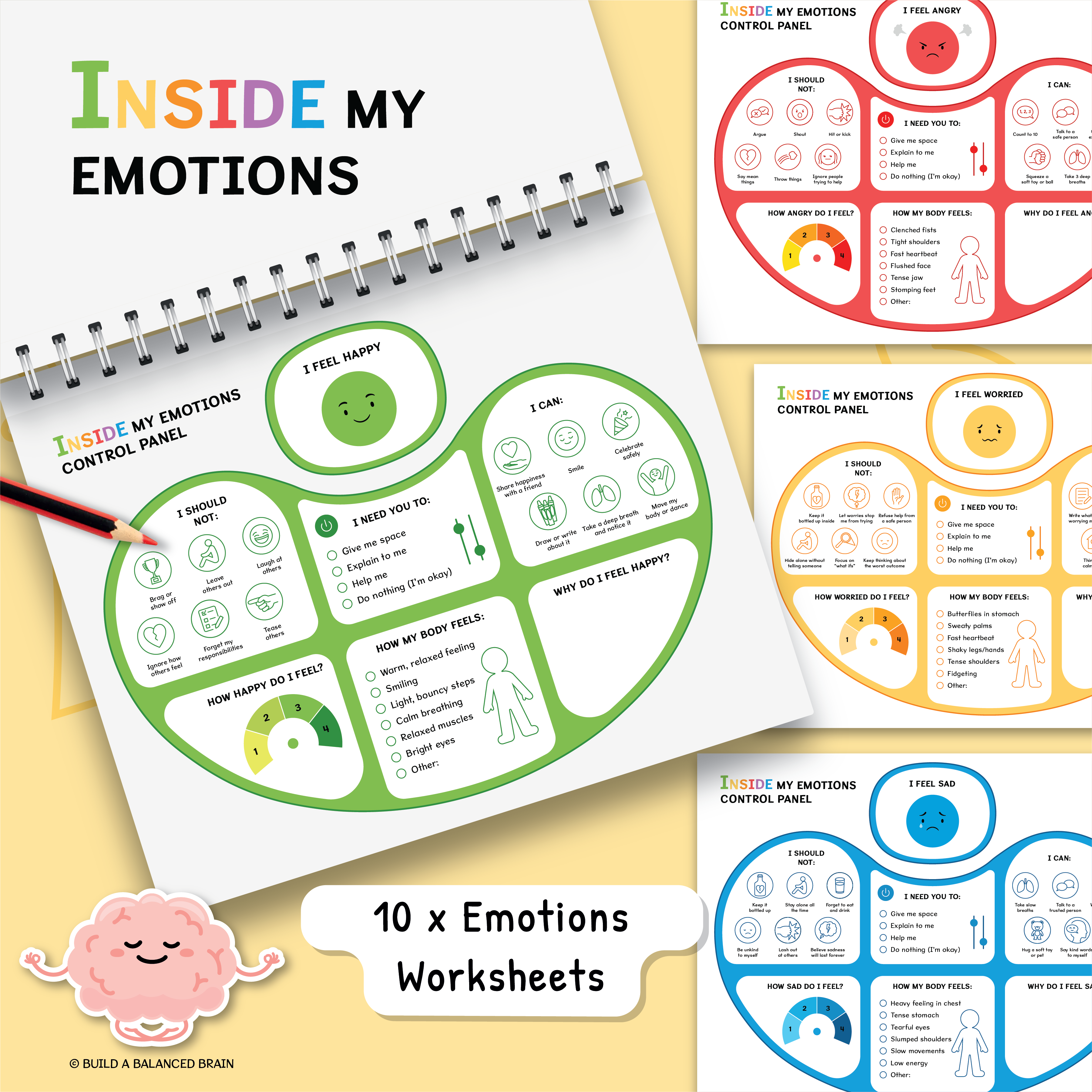 Kids Emotions Workbook – Feelings Control Panel for Emotional ...