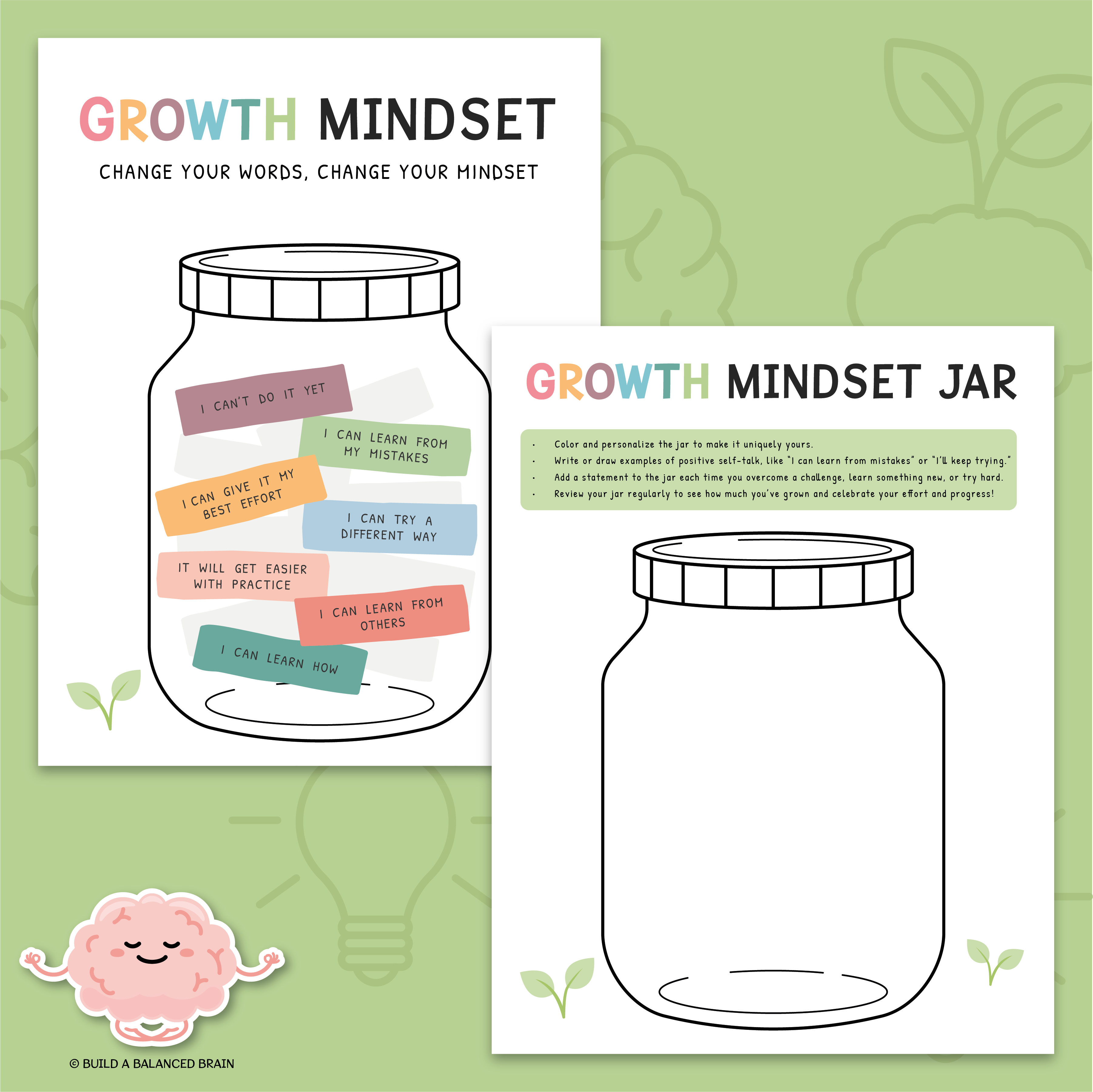Growth Mindset Jar - Instant Download – Build a Balanced Brain