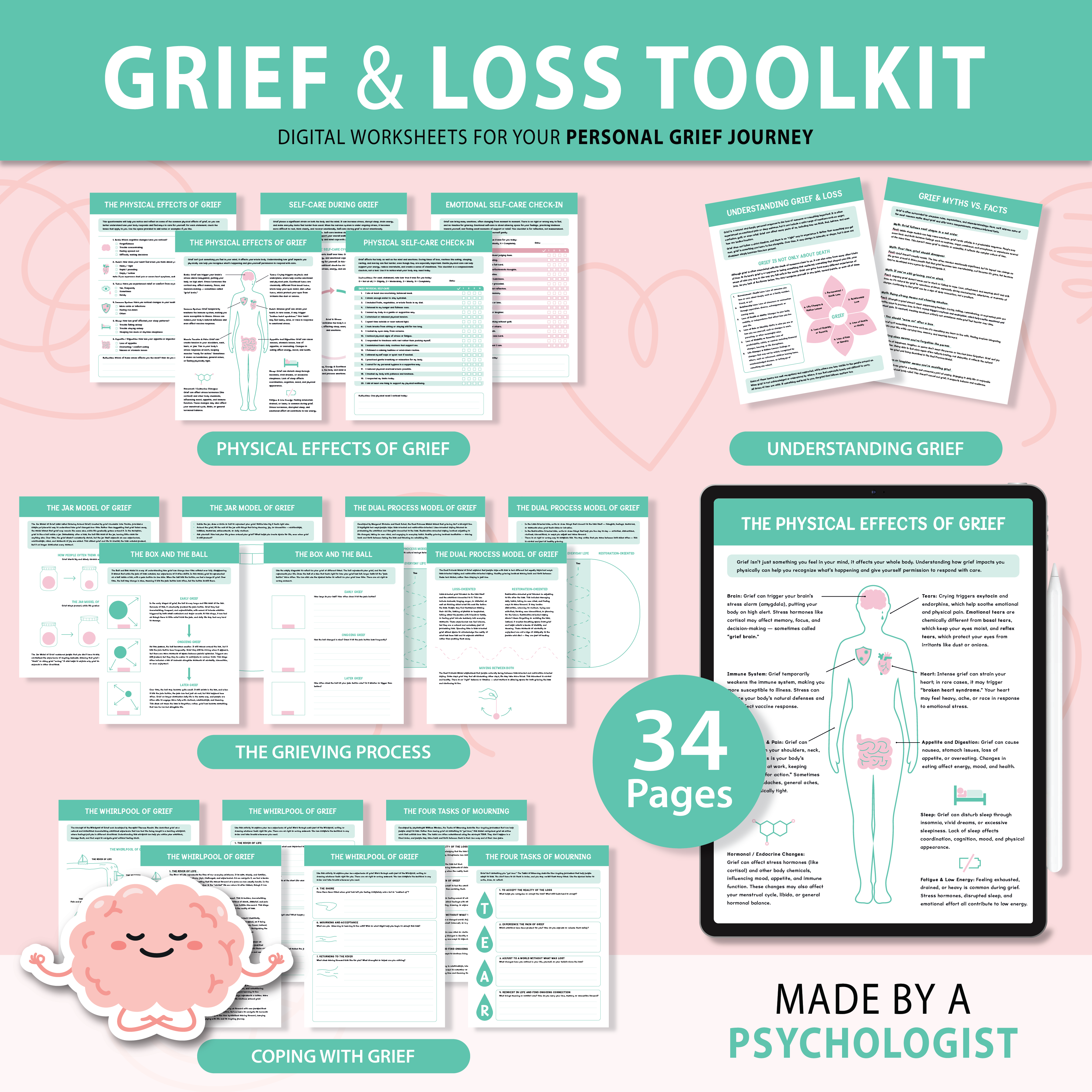 Grief & Loss Workbook for Adults and Teens | 34-Page Printable PDF ...