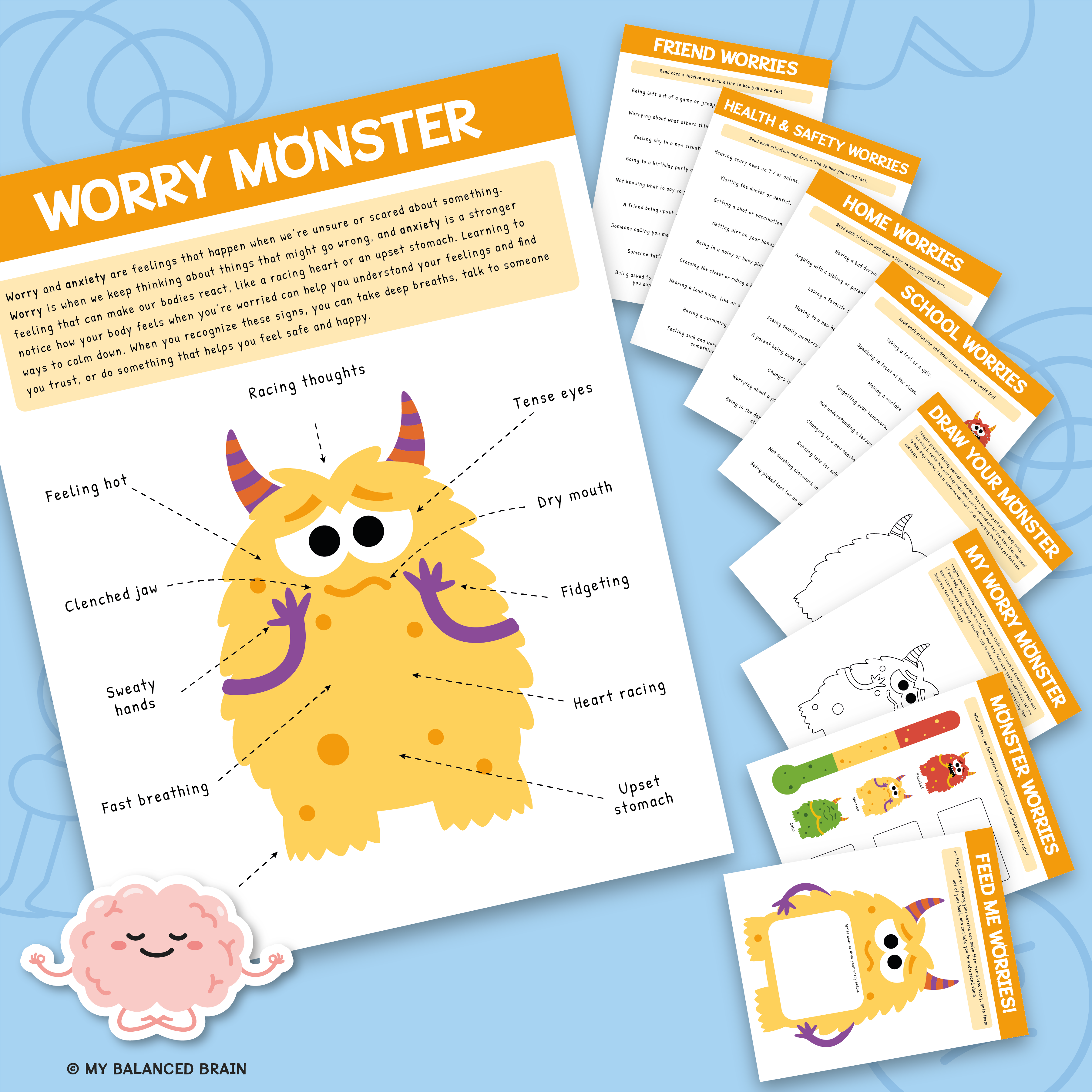 My Worry Monster Worksheets - Anxiety Relief for Kids & Teens – Build a ...