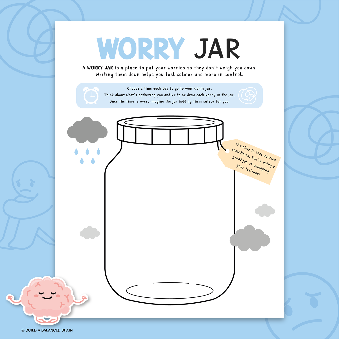 Worry Jar Worksheet - Digital Download for Anxiety Relief – Build a ...