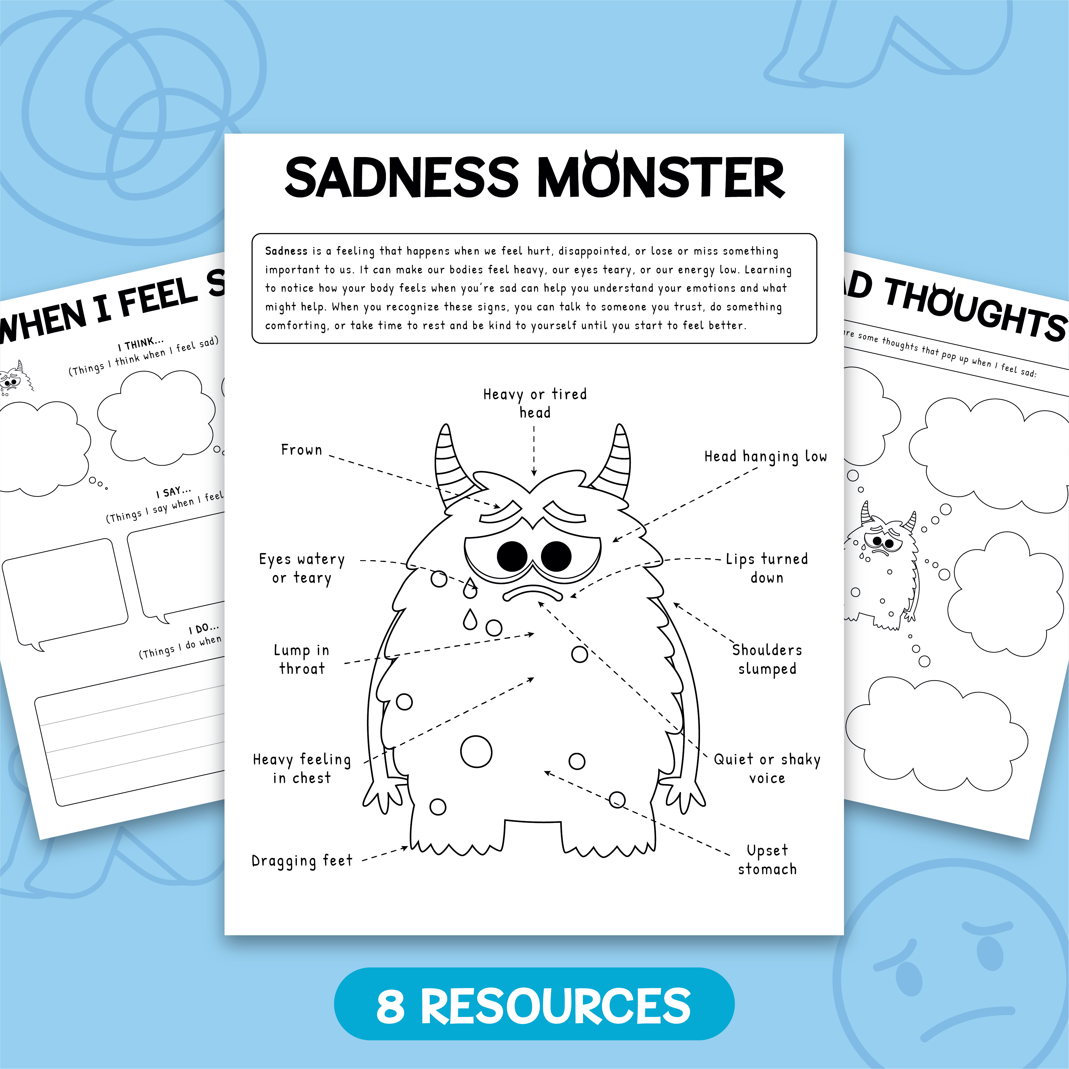 Sadness Monster Worksheets – 8 Printable Activities to Help Kids ...