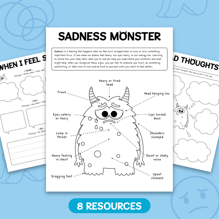 Sadness Monster Worksheets – 8 Printable Activities to Help Kids ...