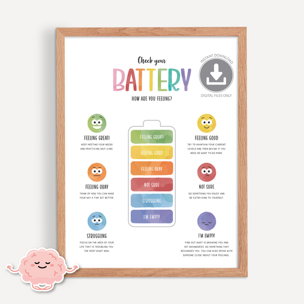 Check Your Battery Poster - Mental Health Awareness – Build a Balanced ...
