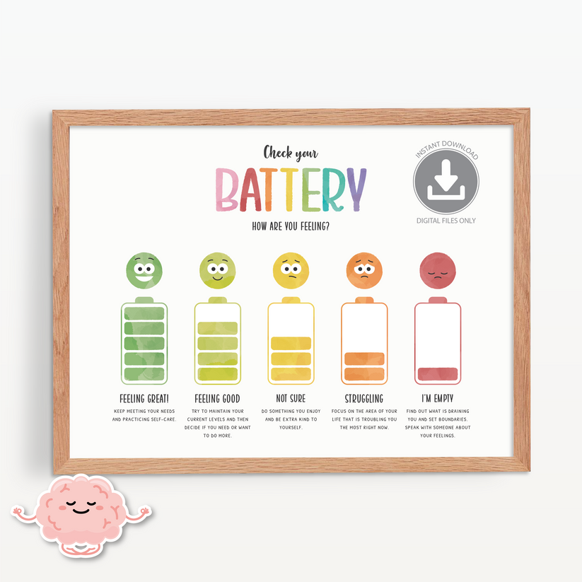 Check Your Battery Poster - Mental Health Awareness – Build a Balanced ...