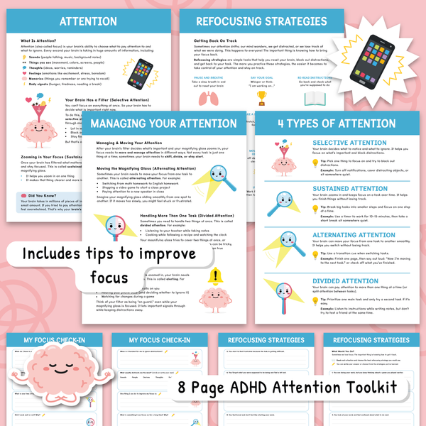 Attention Skills Worksheets & Posters for Kids | Executive Functioning ...