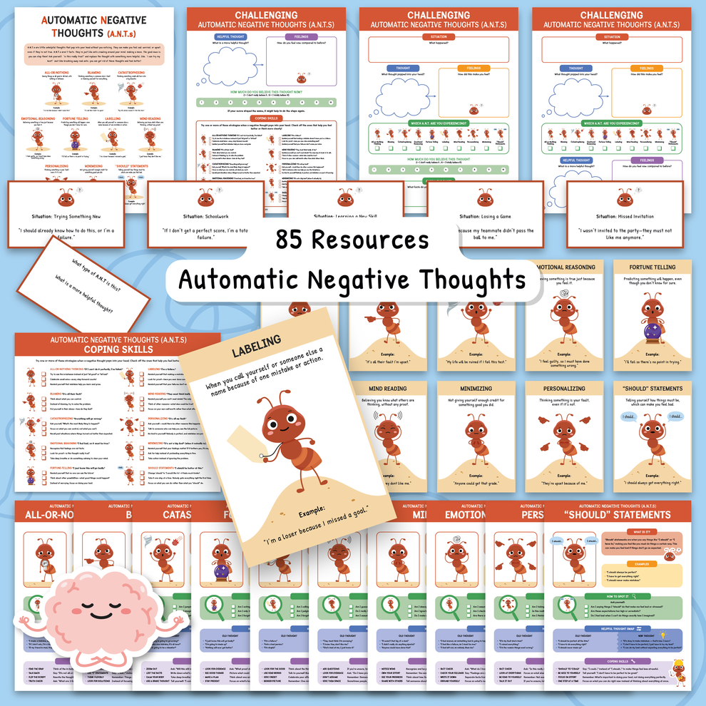ANTs Automatic Negative Thoughts Bundle | CBT for Kids & Teens – Build ...